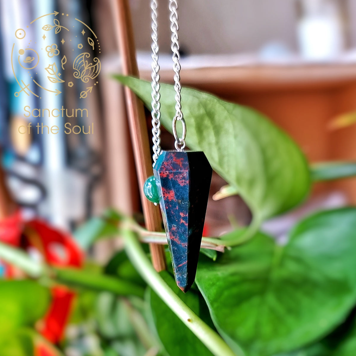 Heliotrope Bloodstone Pendulum – Sanctum of the Soul
