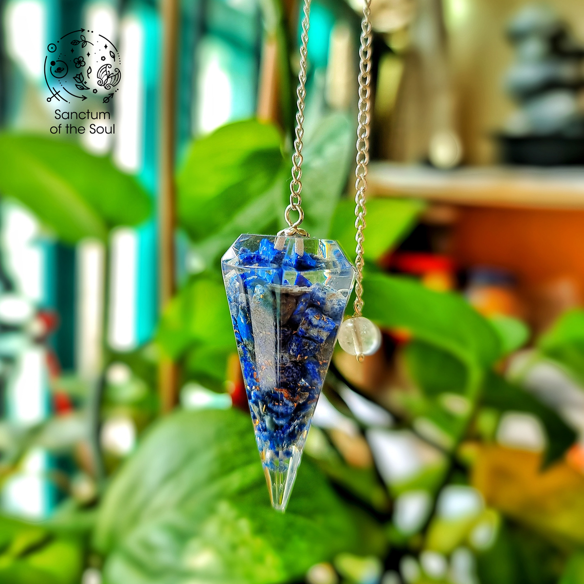 Lapis Lazuli in Resin Pendulum – Sanctum of the Soul